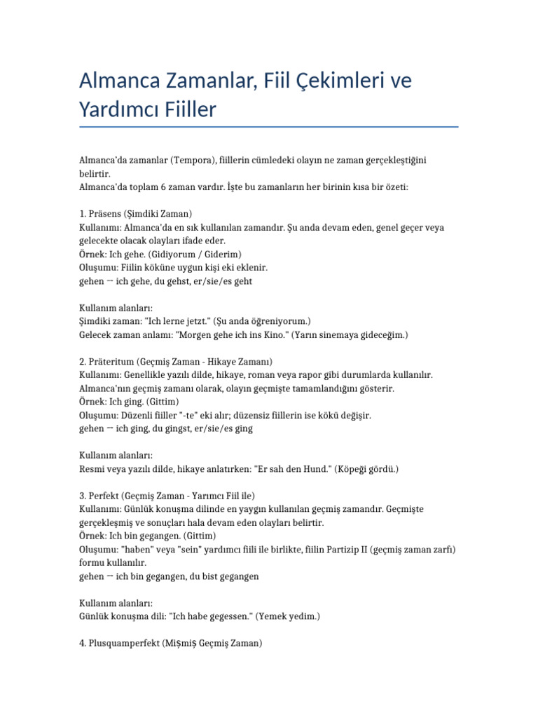 Almanca Grammatik Bilgiler | PDF