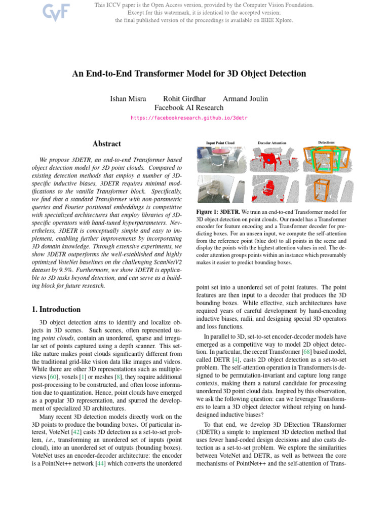 3DETR: 3D Detection with Transformers | PDF | Data Compression | Applied Mathematics