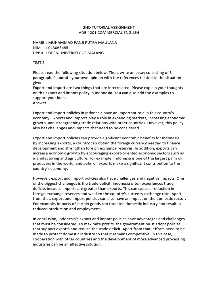 TUTORIAL ASSIGNMENT - 2 - ABDI4201 - 043065485 - Muhamad Panji Putra Maulana | PDF