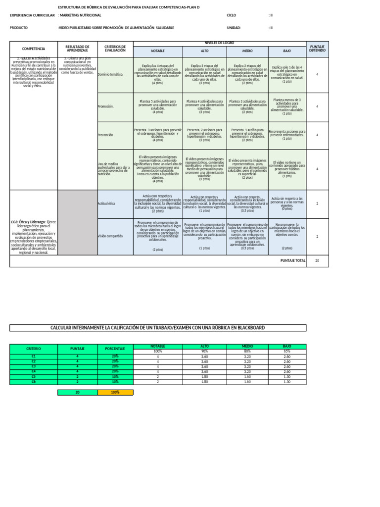 Rubrica Marketing-cbo (1) | PDF