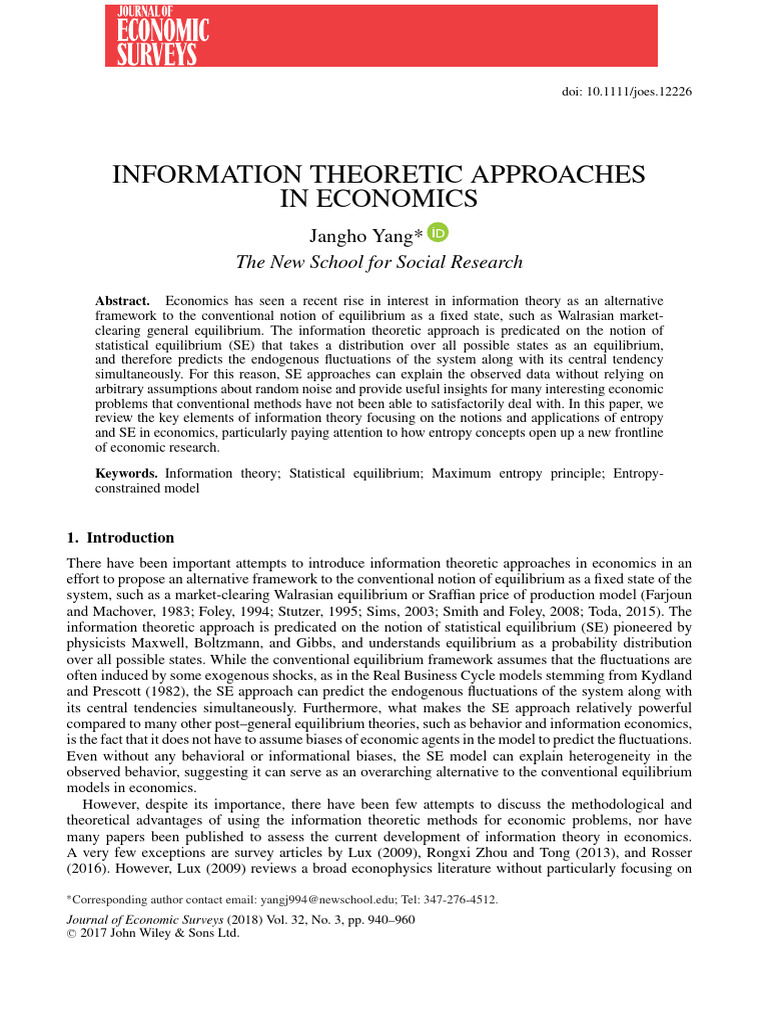 Information Theoretic Approaches in Economics | PDF | Economics ...
