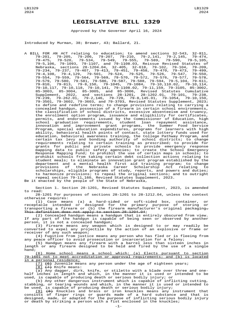 LB1329 | PDF | Voting | Concealed Carry In The United States