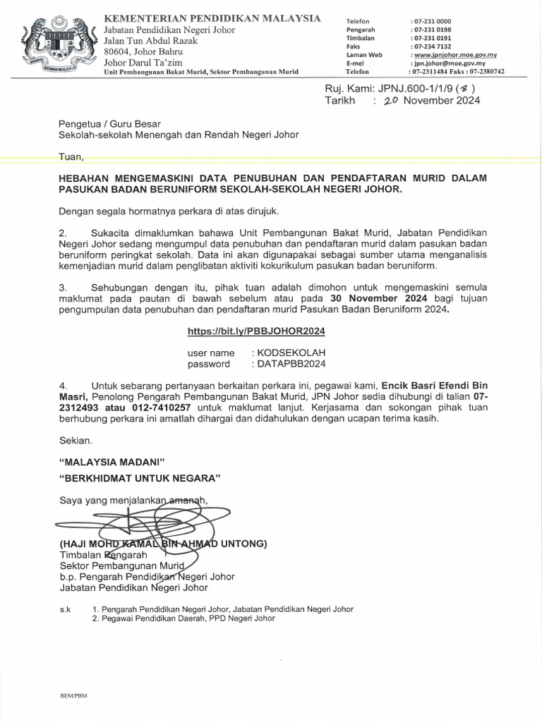 Hebahan Mengemaskini Data | PDF