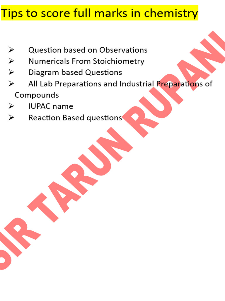 Tips To Score Full Marks in Chemistry | PDF