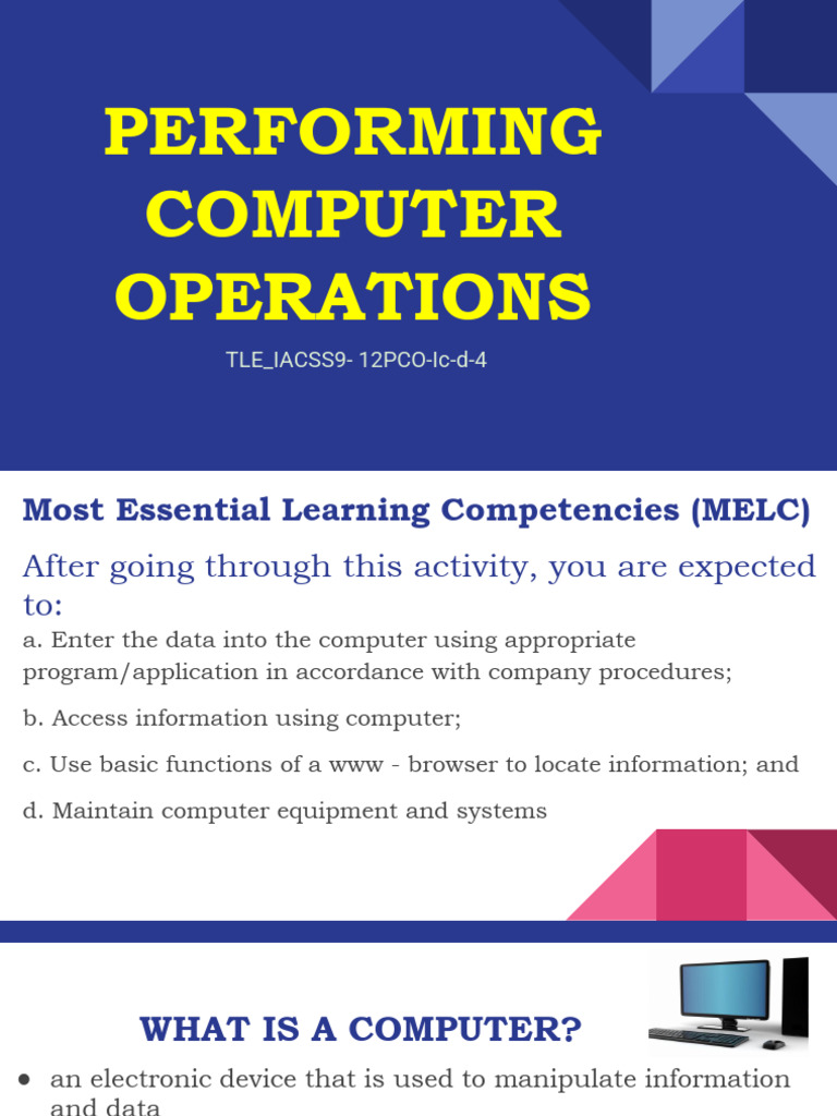 Q4W2 Performing Computer Operations PCO For Student | PDF