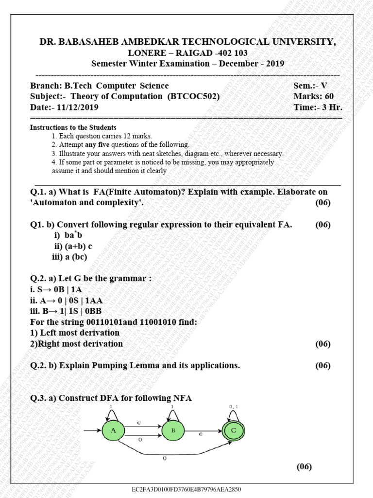 Theory Of Computation Pdf Computability Theory Mathematics