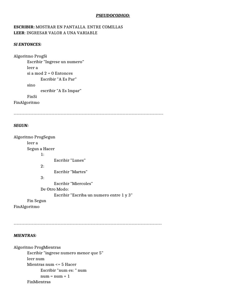 Intro A La Programacion - Pseint | PDF | Matemáticas Aplicadas | Programación de computadoras