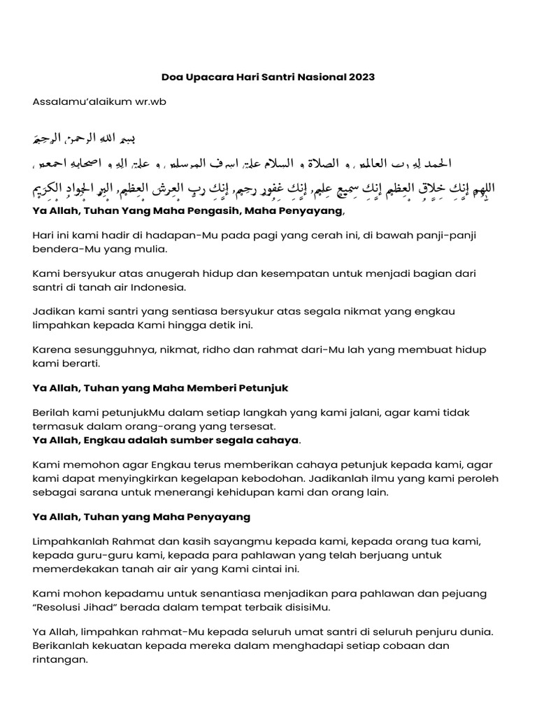 Doa UPACARA HSN 2023 | PDF