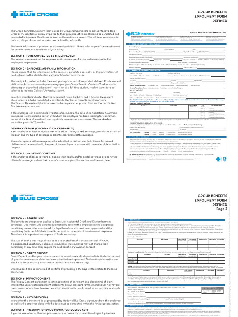 FORM 894 MBC Group Benefits Enrolment Explanation EN | PDF | Life ...