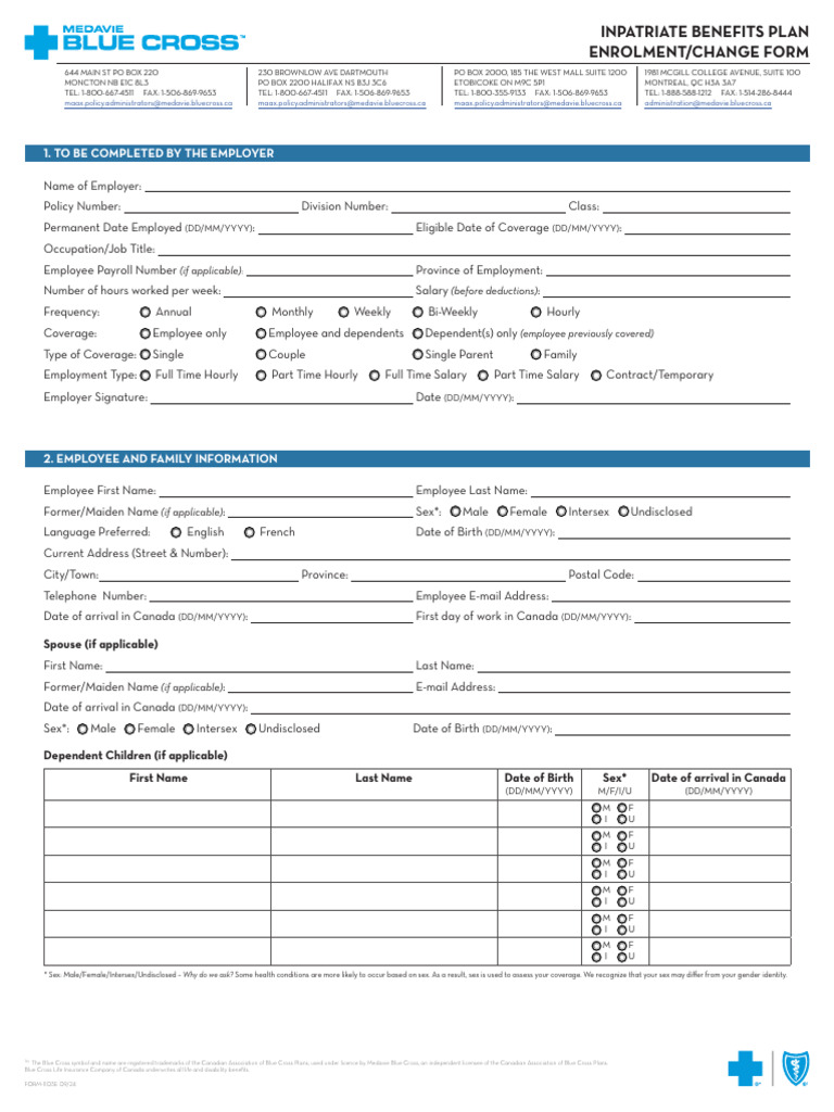FORM 1103 Inpatriate Benefits Plan Enrolment Change Form en | PDF ...