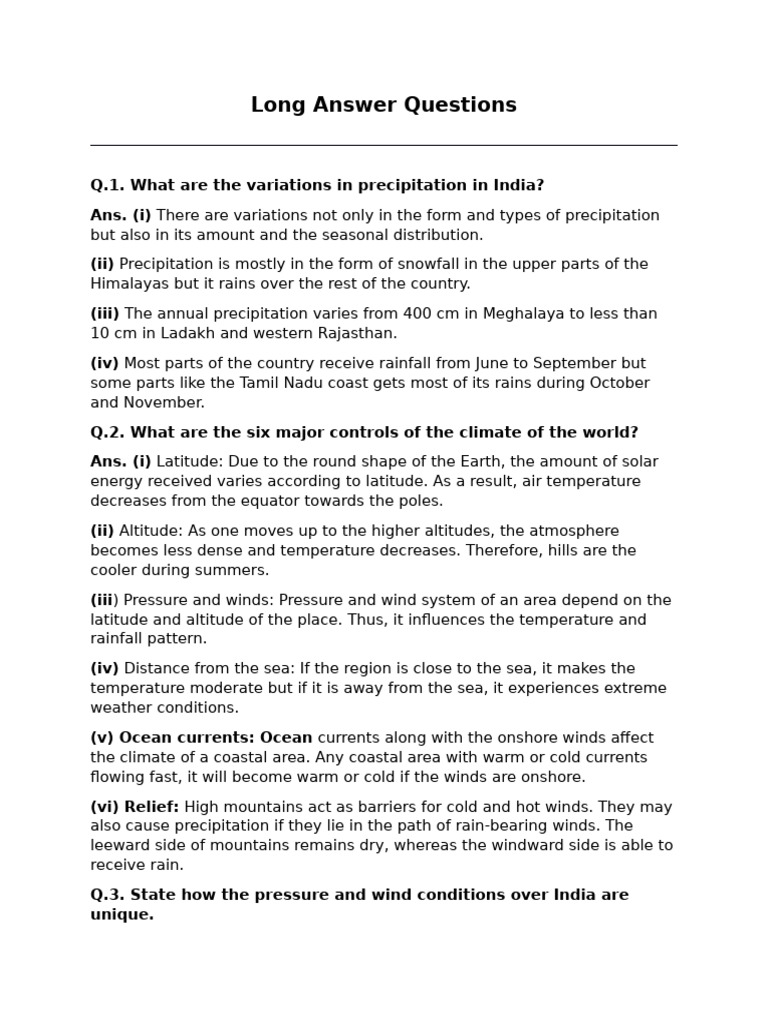 Climate Long | PDF | Monsoon | Rain