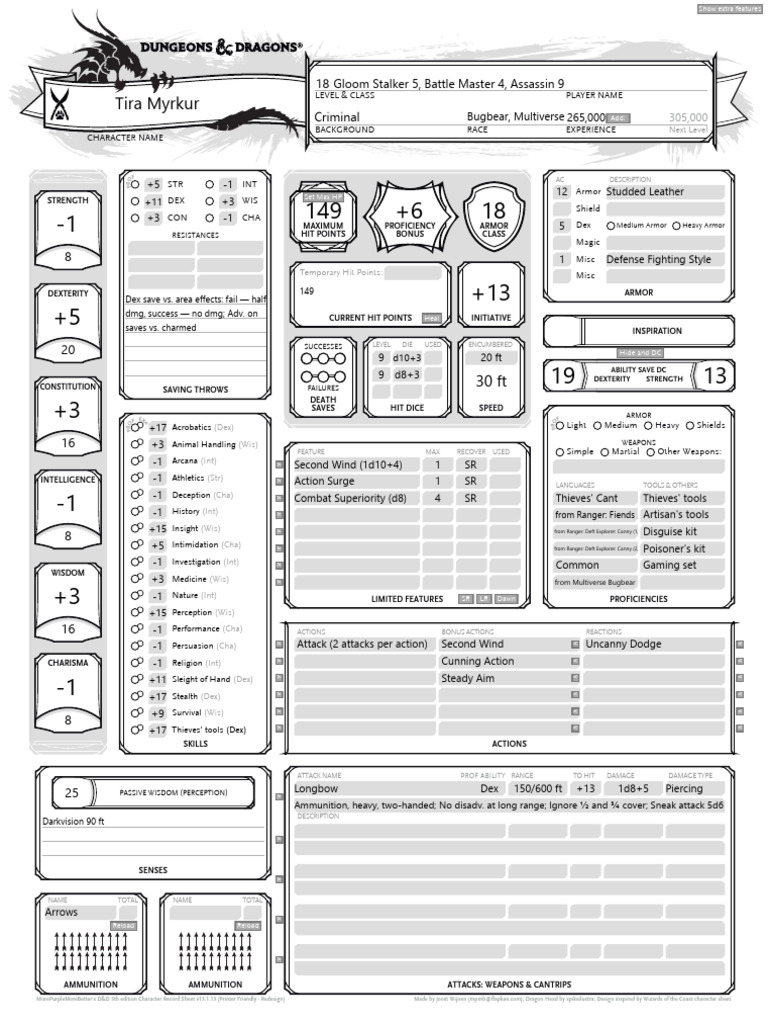Tira Character Sheet | PDF | D20 System | Gary Gygax Games