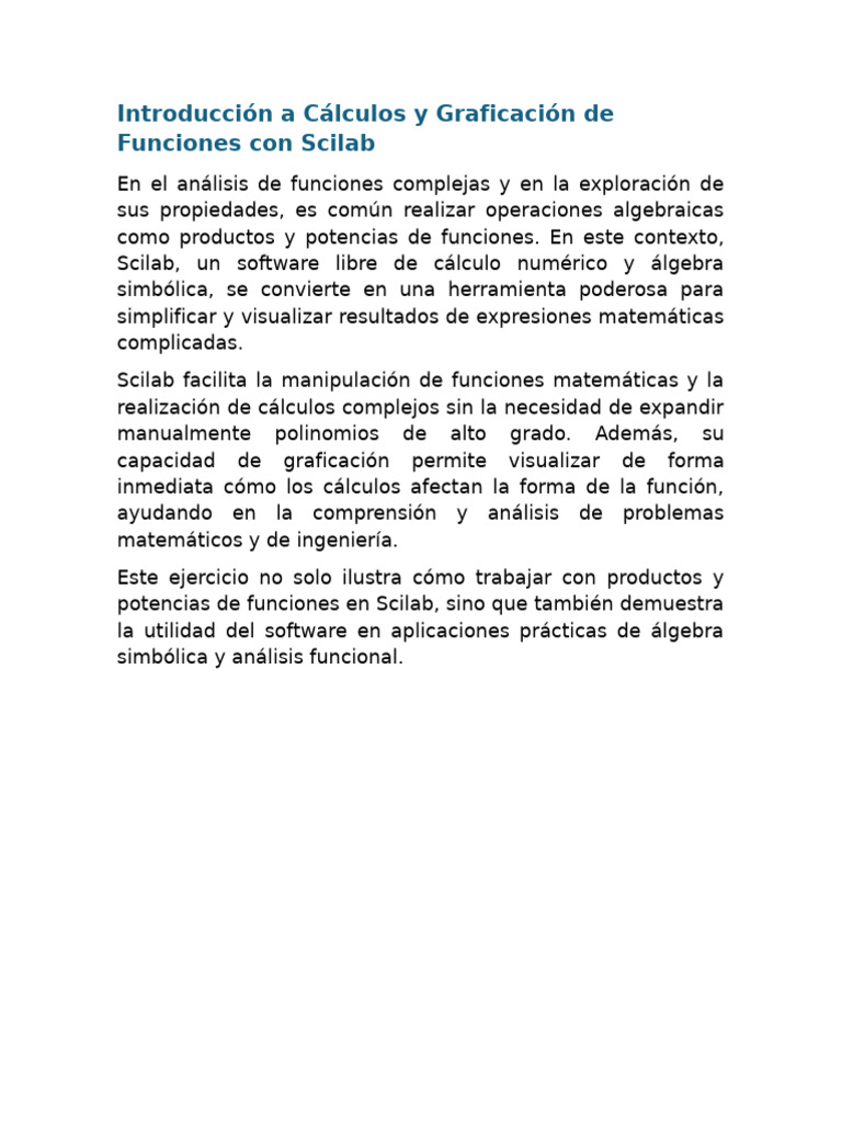 Introducción A Cálculos y Graficación de Funciones Con Scilab | PDF