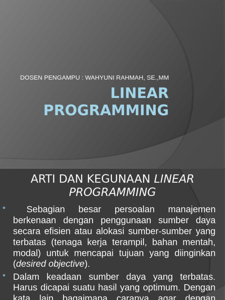 Linear Programming Pdf
