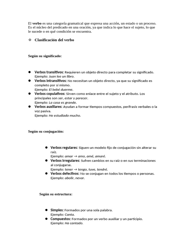 El Verbo Es Una Categoría Gramatical Que Expresa U | PDF