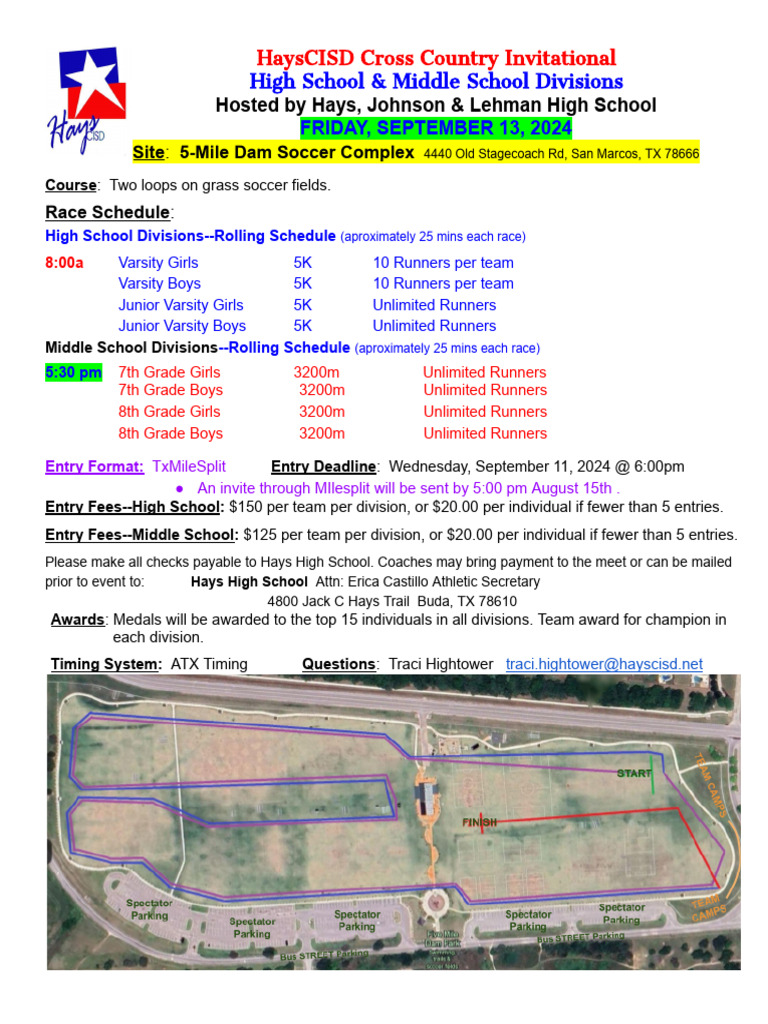 Revised Hays Cisd XC Invitational Hs&Ms 2024 | PDF