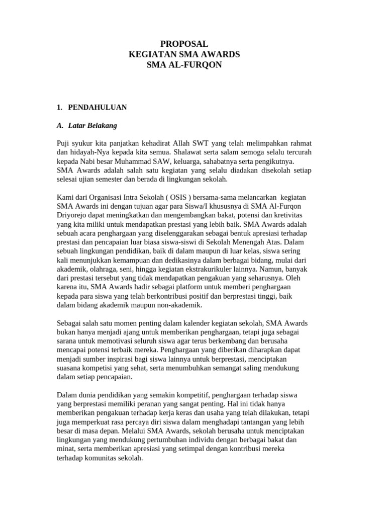 Proposal Sma Awards 2024 | PDF