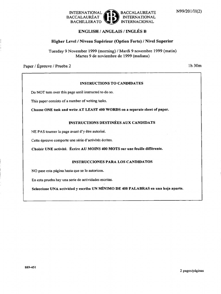 English B Paper 2 HL | PDF