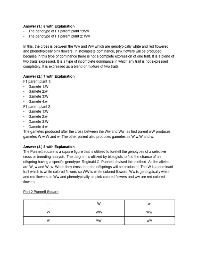Incomplete Dominance and Punnett Squares | PDF | Genotype | Dominance ...