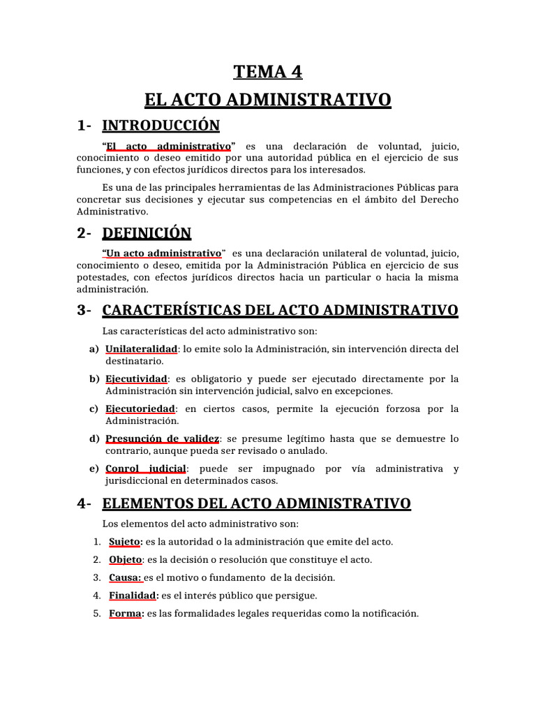 Acto Administrativo: Definición y Características | PDF | Gobernancia ...