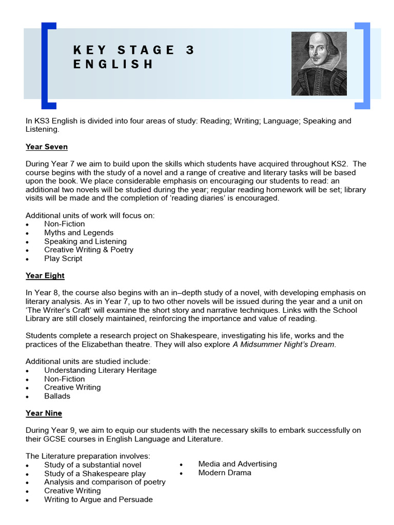 1482227261course Details English KS3 | PDF