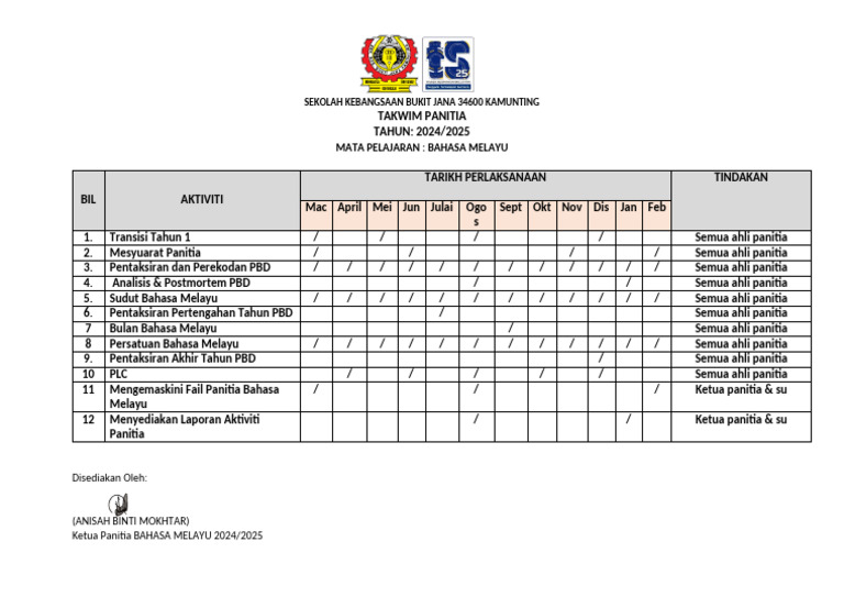 TAKWIM PANITIA BM 2024 | PDF
