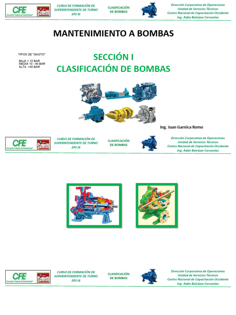 Clasificación y Mantenimiento de Bombas | PDF | Bomba | Gases