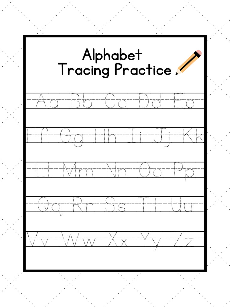 Black & White Alphabet Tracing Worksheet | PDF