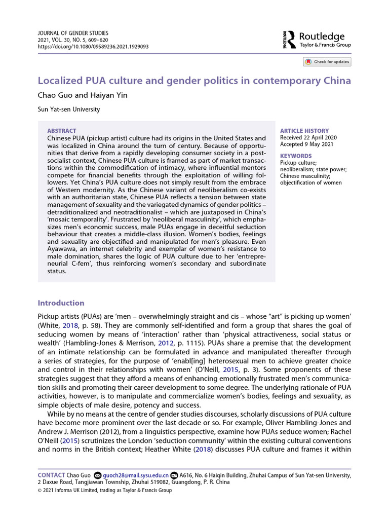 Localized PUA Culture and Gender Politics in Contemporary China | PDF ...