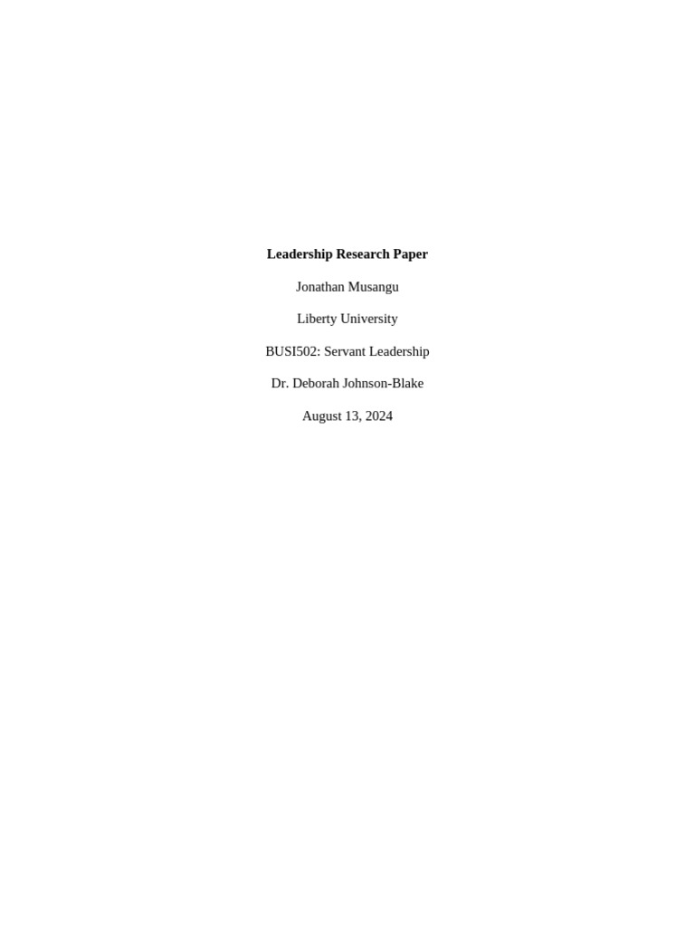 Leadership Research Paper | PDF | Servant Leadership | Leadership