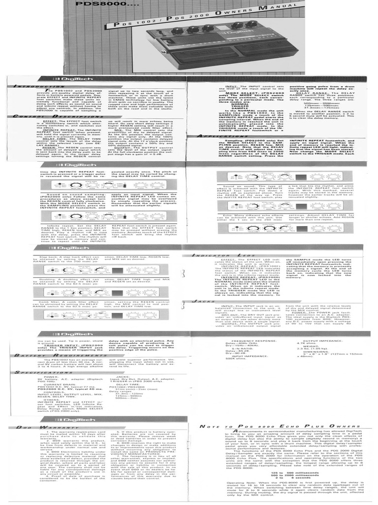 DigiTech PDS8000 Echoplus Manual | PDF