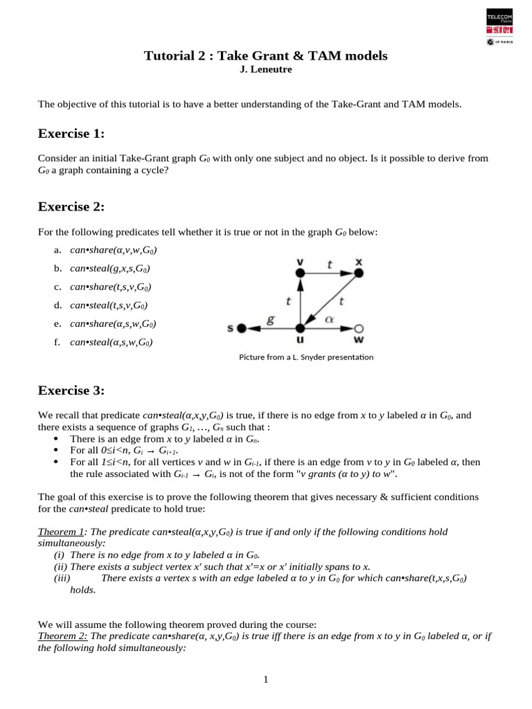 CSC - 5SL03 - TP pt2 Tutorial2 Take Grant TAM With - Answers | PDF | Graph Theory | Theoretical ...