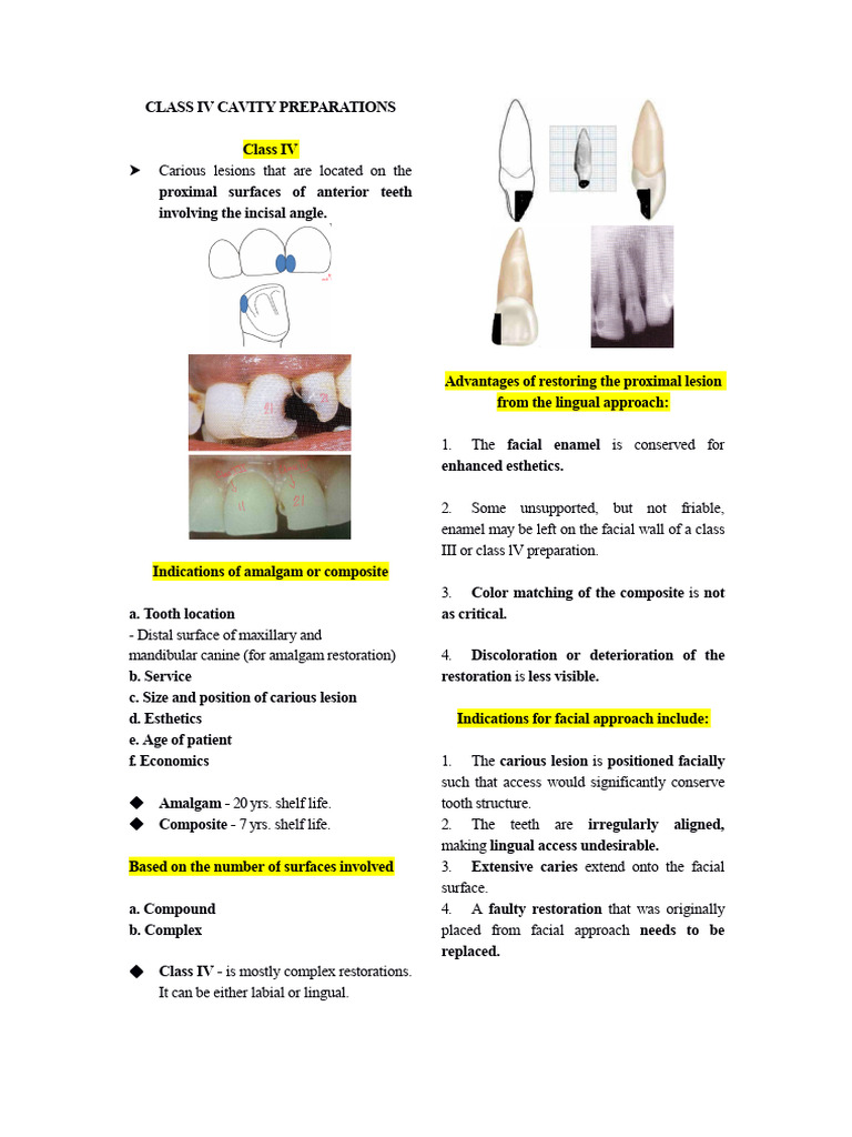 Class IV Cavity Preparation | PDF | Dentin | Tooth Enamel
