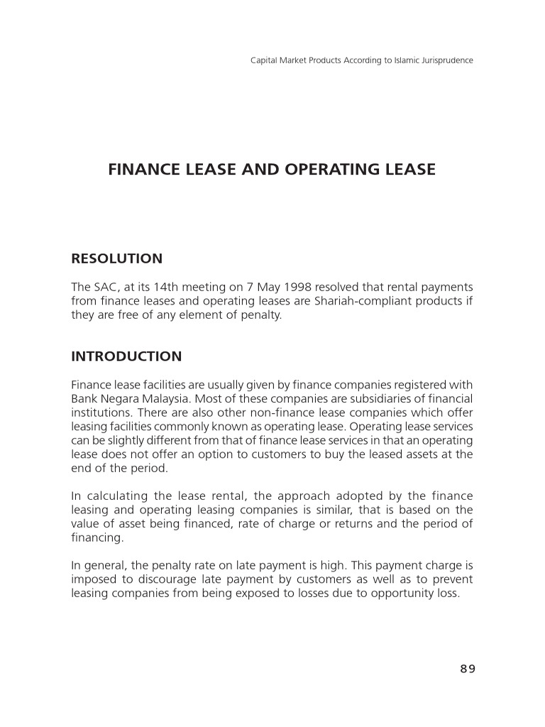 0083finance Lease and Operating Lease | PDF | Islamic Banking And ...