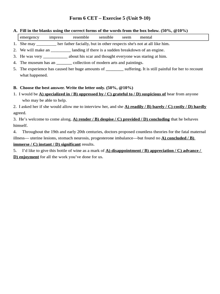 CET Ex5 (Unit 9-10) | PDF
