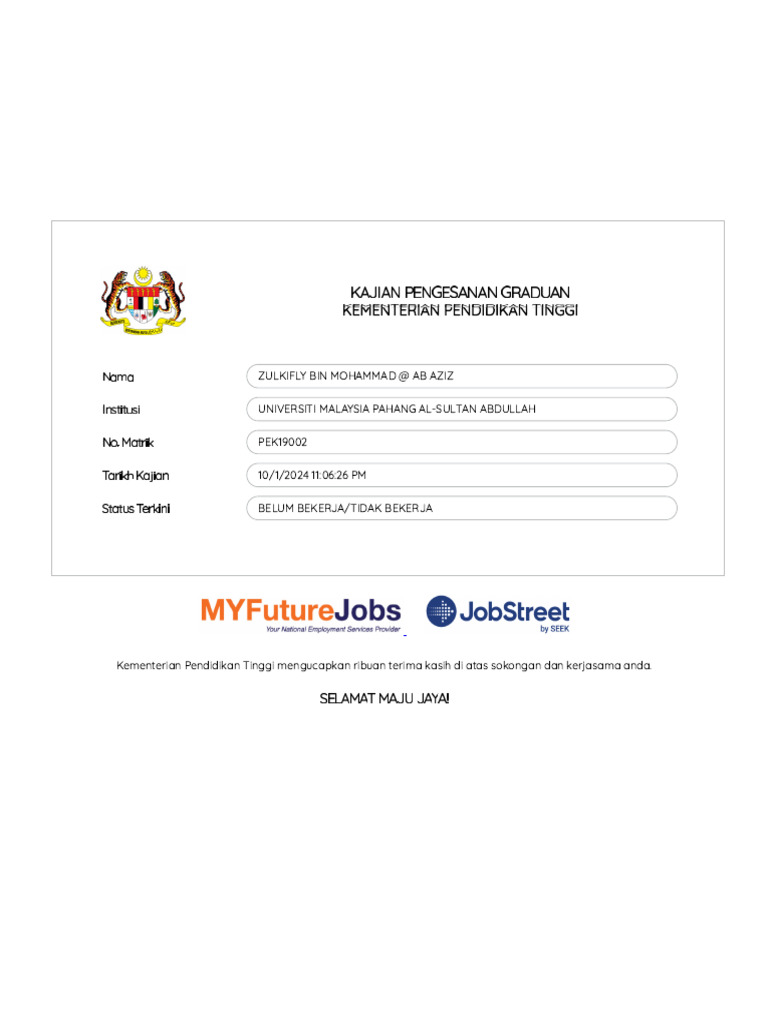 Graduan - Mohe.gov - My SKPG24 Slip | PDF