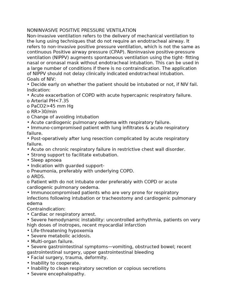Noninvasive Positive Pressure Ventilation | PDF | Human Diseases And ...
