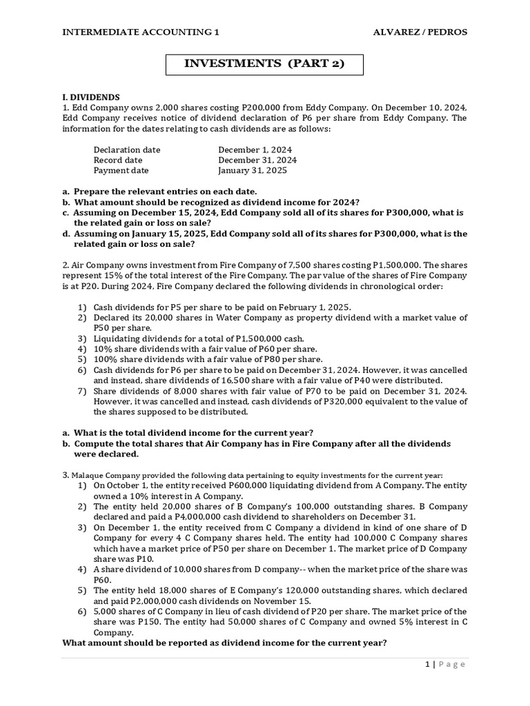 Handouts For Investments (Part 2) | PDF | Dividend | Stocks