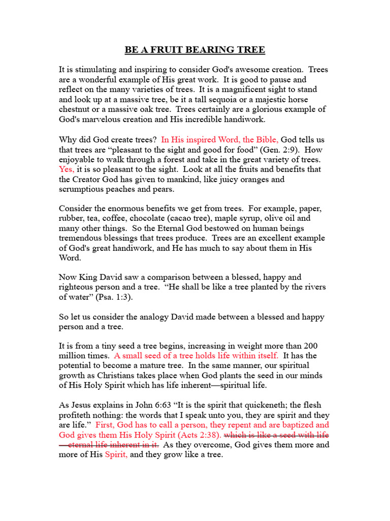 Grow Like a Fruit-Bearing Tree | PDF | Trees | Jesus
