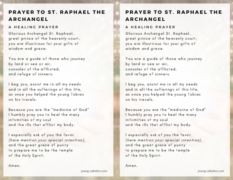 Prayer to St Raphael the Archangel a Healing Prayer | PDF