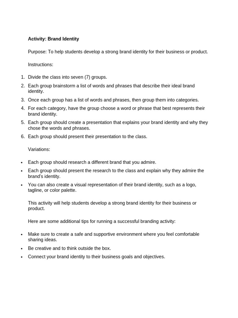 Activity on Branding | PDF