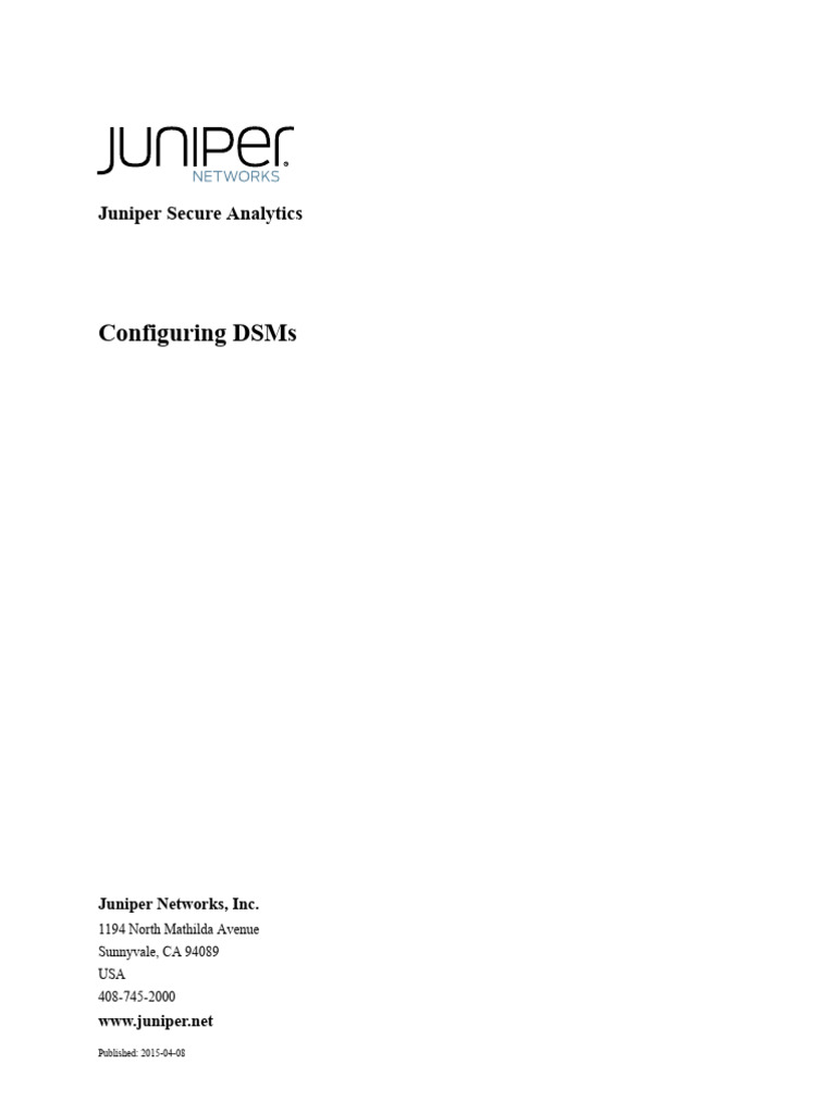 Juniper Secure Analytics-configuring-DSMs | PDF | Documentation | Computer Science