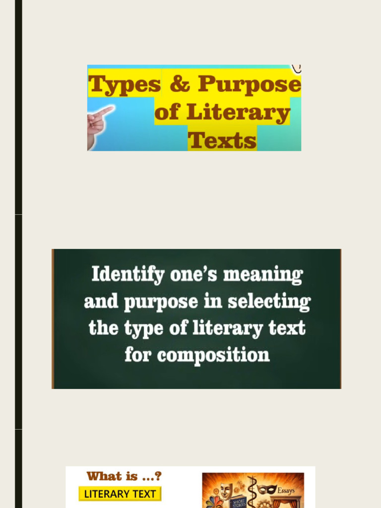 Grade 7 Types Purpose of Literary Texts | PDF