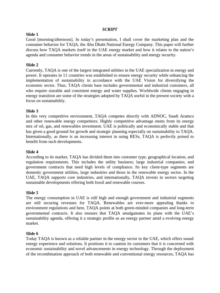 [Script] Marketing Strategy and Consumer Behavior | PDF | Renewable Energy | Sustainability