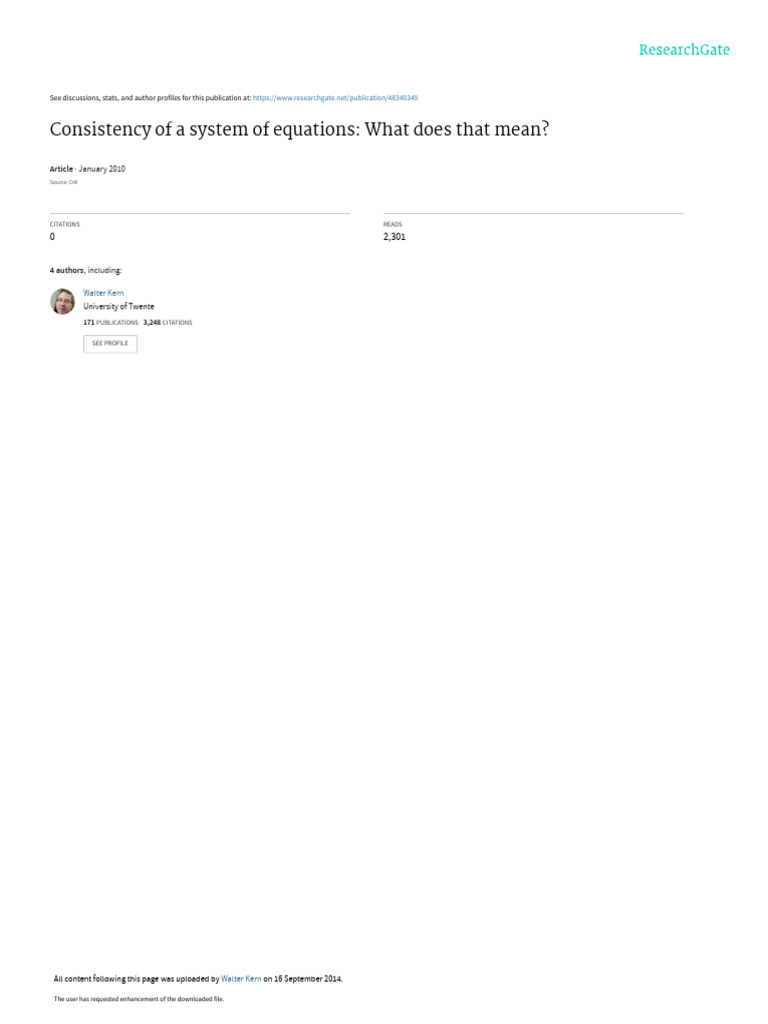 Consistency of A System of Equations What Does Tha | PDF | Matrix ...