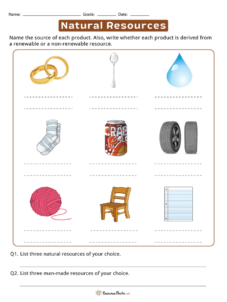 Natural Resources Worksheet Grade 7 | PDF