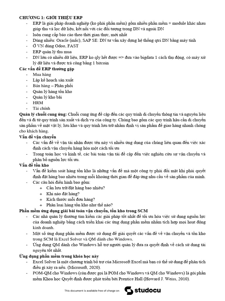 Tong Hop Ly Thuyet Va Bai Tap ERP | PDF