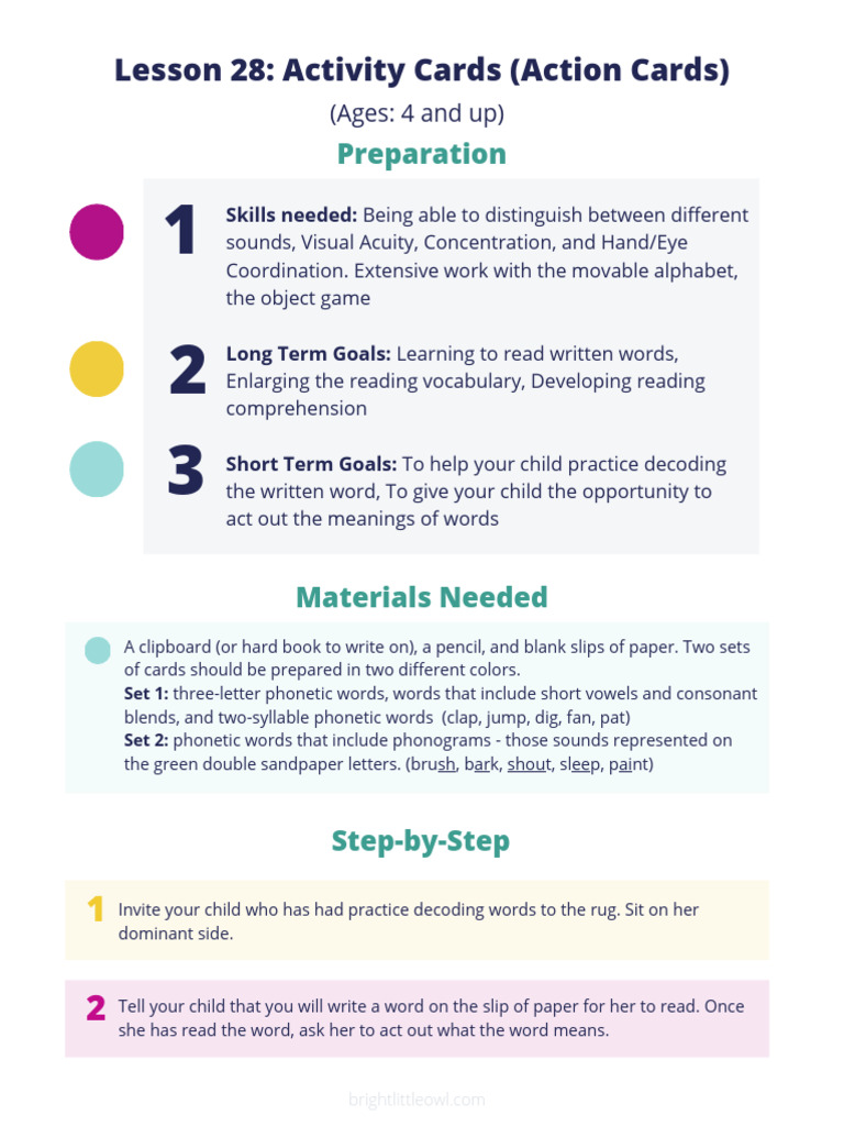 Lesson Plan 28 Action Activity Cards | PDF | Writing | Human Communication