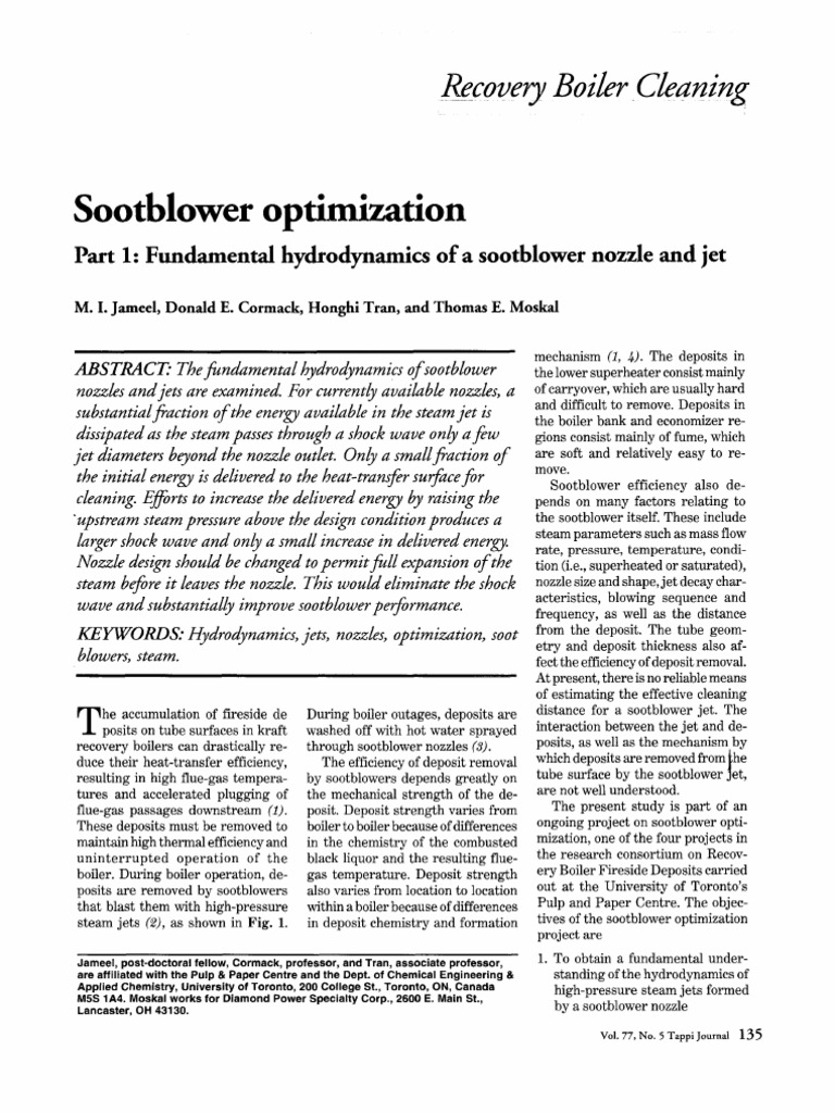 J026 - 1994 Sootblower Optimization-Part 1 Jet Hyrdodynamics | PDF | Jet Engine | Nozzle