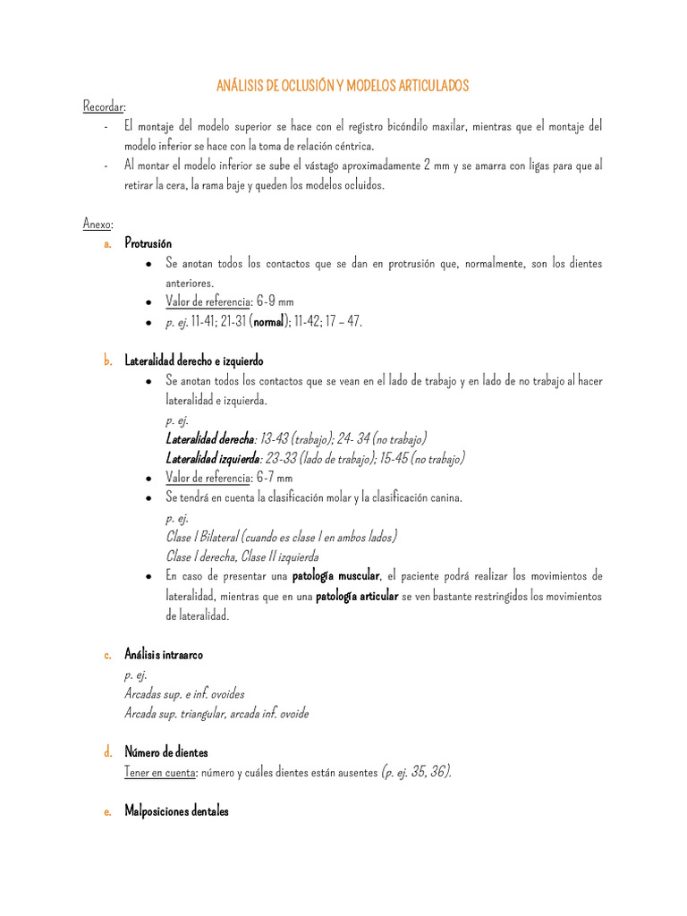 Análisis de Oclusión y Modelos Articulados | PDF